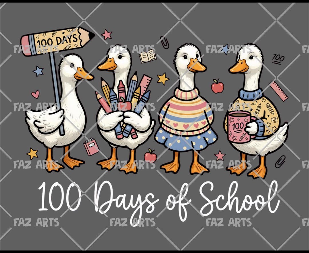 100 Days of School - Ducks Design - School Design - Celebration Design ...
