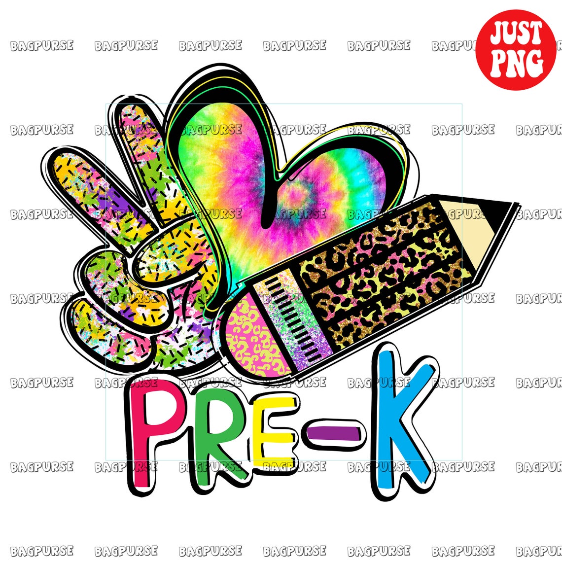 Pre K PNG Peace Love Pre-k Sublimation Pencil Tie Dye - Etsy