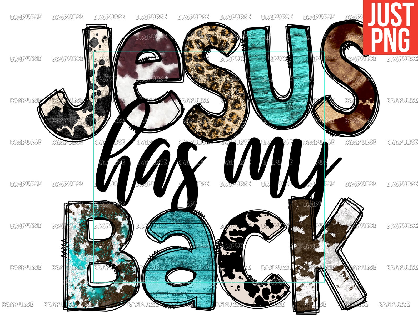 Jesus Has My Back PNG Christian Western Design Religious - Etsy