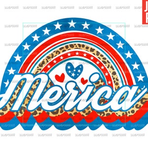 Merica PNG, Retro Merica PNG, 4th of July PNG, Merica Leopard Rainbow Flag File Design for ...