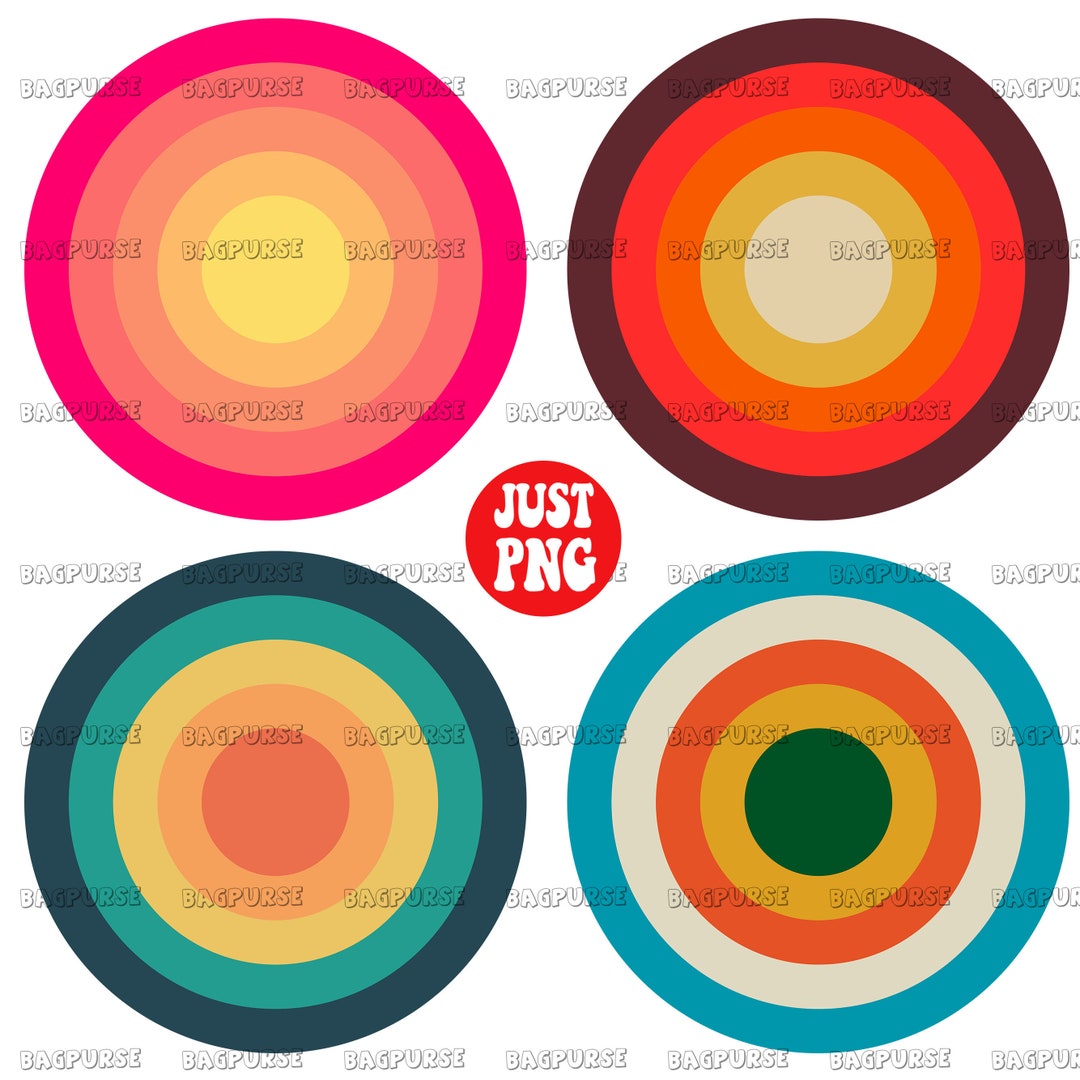 Retro Circle Stripes PNG, Circular Striped Clipart, Digital Instant ...