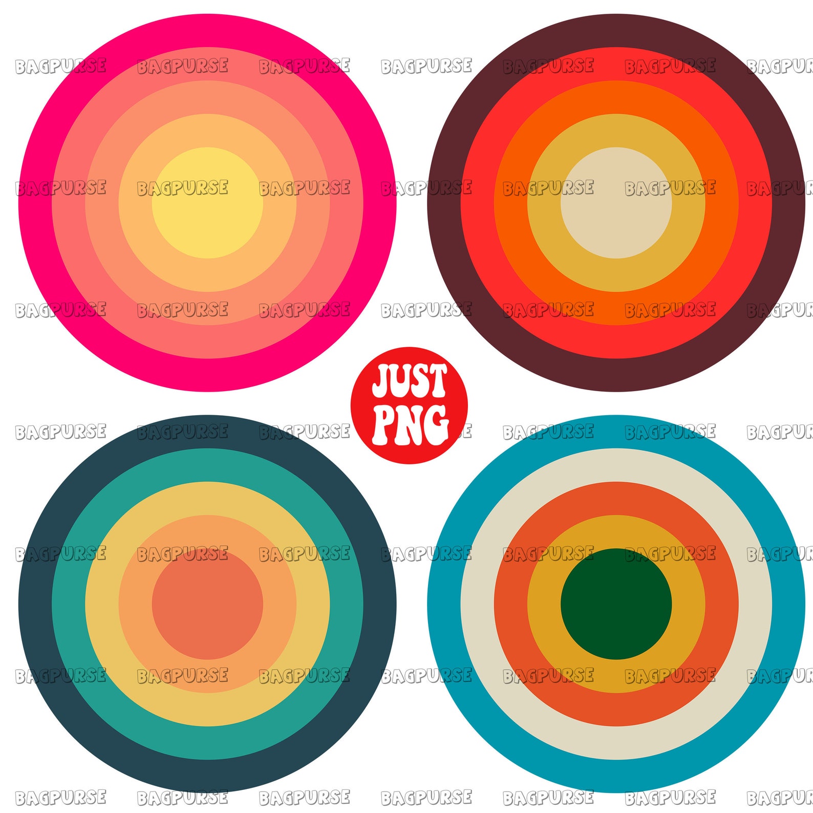 Retro Circle Stripes PNG Circular Striped Clipart Digital | Etsy