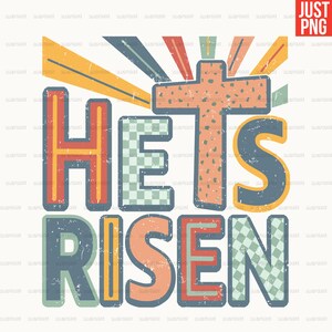He is Risen PNG, Retro Easter PNG, File Design for Sublimation or Print ...