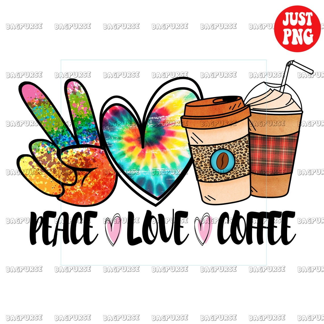 Peace Love Coffee PNG Peace Love Coffee File Sublimation or - Etsy