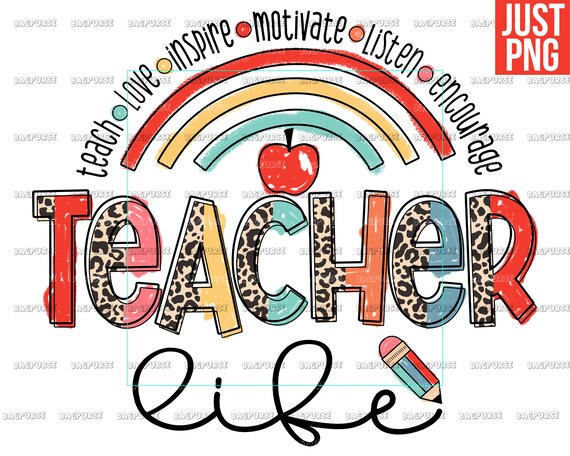 Teacher Life Teacher Life PNG Teacher File Crayon Design - Etsy