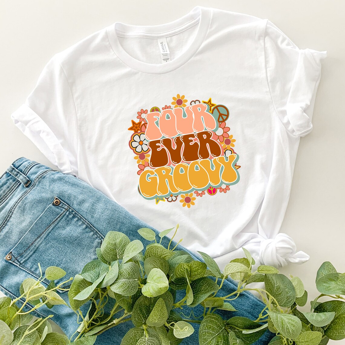 Four Ever Groovy PNG Retro Birthday Groovy File Designs for - Etsy