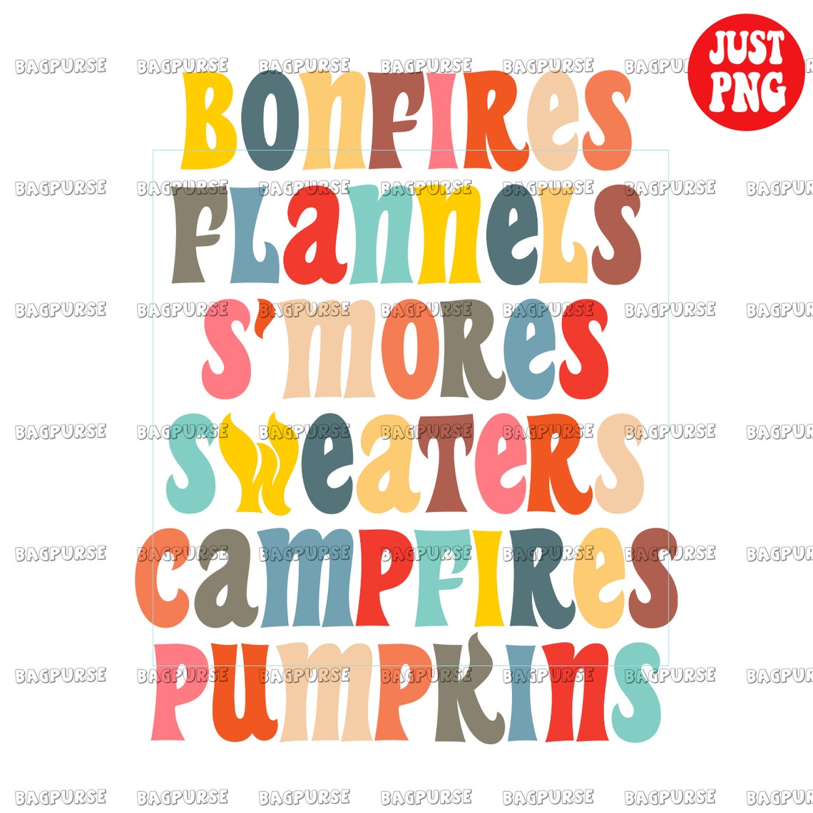 Fall Words PNG Retro Fall Design Sublimation Instant Digital - Etsy