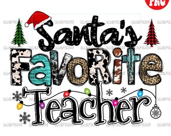 Christmas Sublimation Design Hand Drawn PNG Digital Download Santa's ...