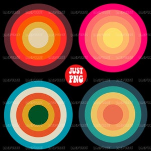 Retro Circle Stripes PNG Circular Striped Clipart Digital - Etsy