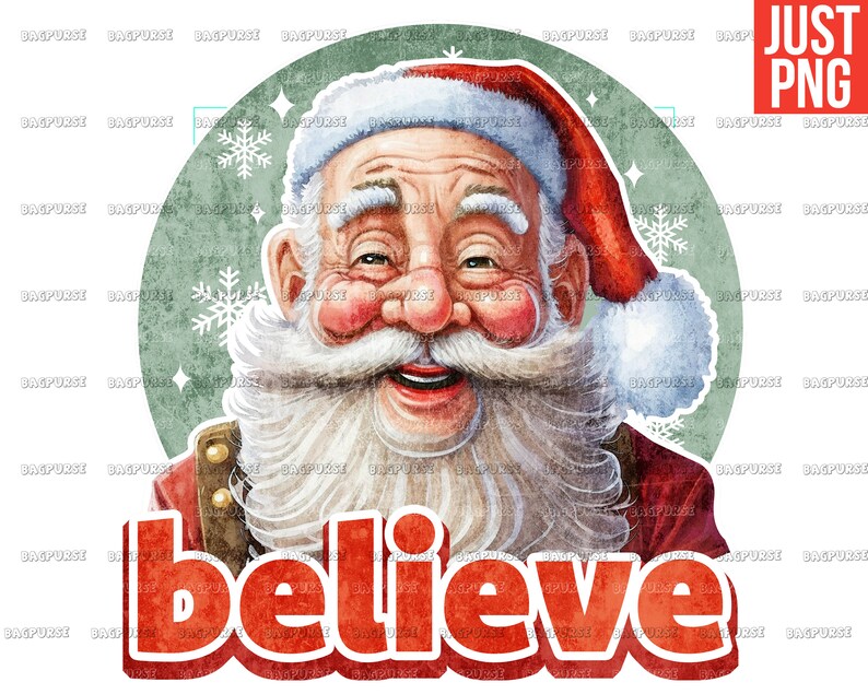 Retro Santa Believe PNG Retro Christmas PNG File Design for - Etsy