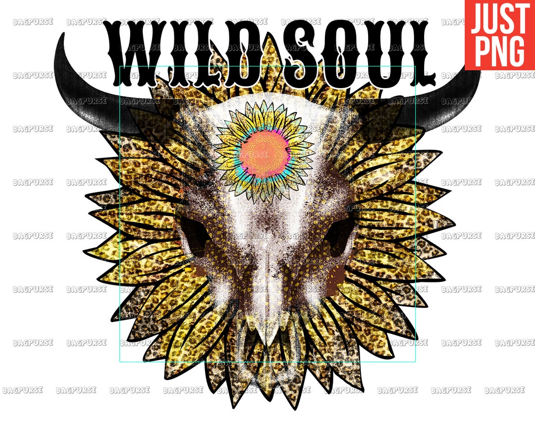 Wild Soul PNG, Wild Soul Leopard Sunflower, Cow Skull, Western Design ...