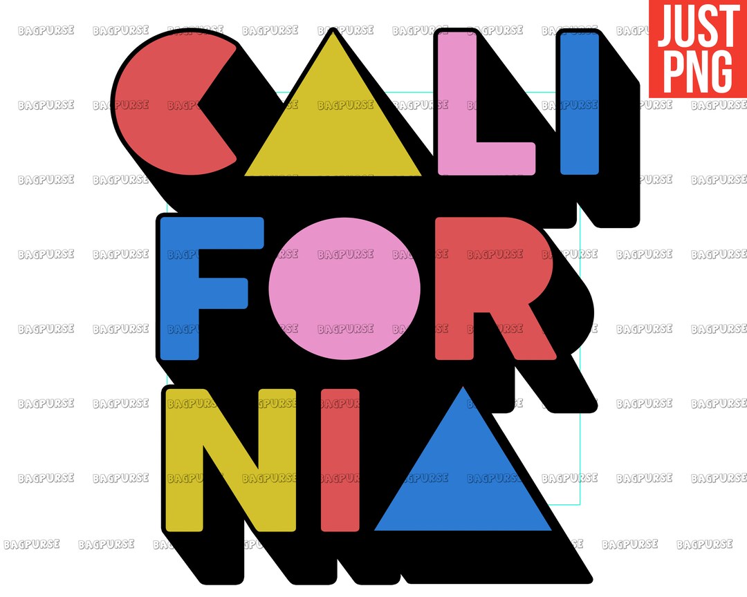 California PNG, California State Design, Typography, Coloful, File for ...
