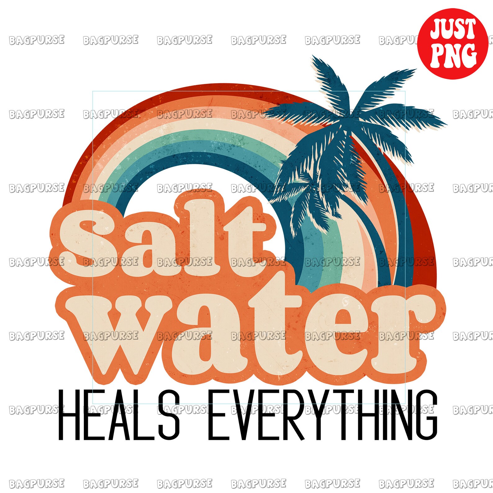 Salt Water Heals Everything PNG Retro Beach Rainbow Design - Etsy
