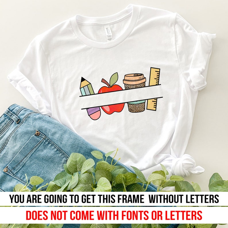 Teacher PNG Teacher Name Frame PNG Pencil Apple Coffee Rule - Etsy