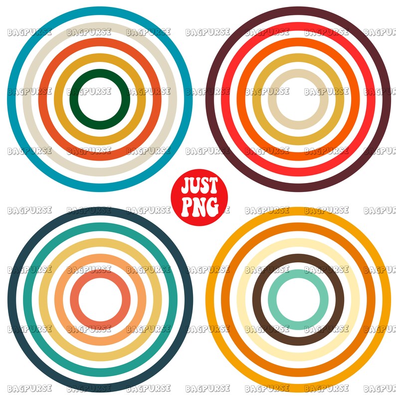 Retro Circle Stripes PNG Circular Striped Clipart Digital - Etsy