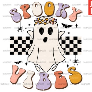 Spooky Vibes PNG, Cute Ghost, Funny Halloween, Designs for Sublimation ...