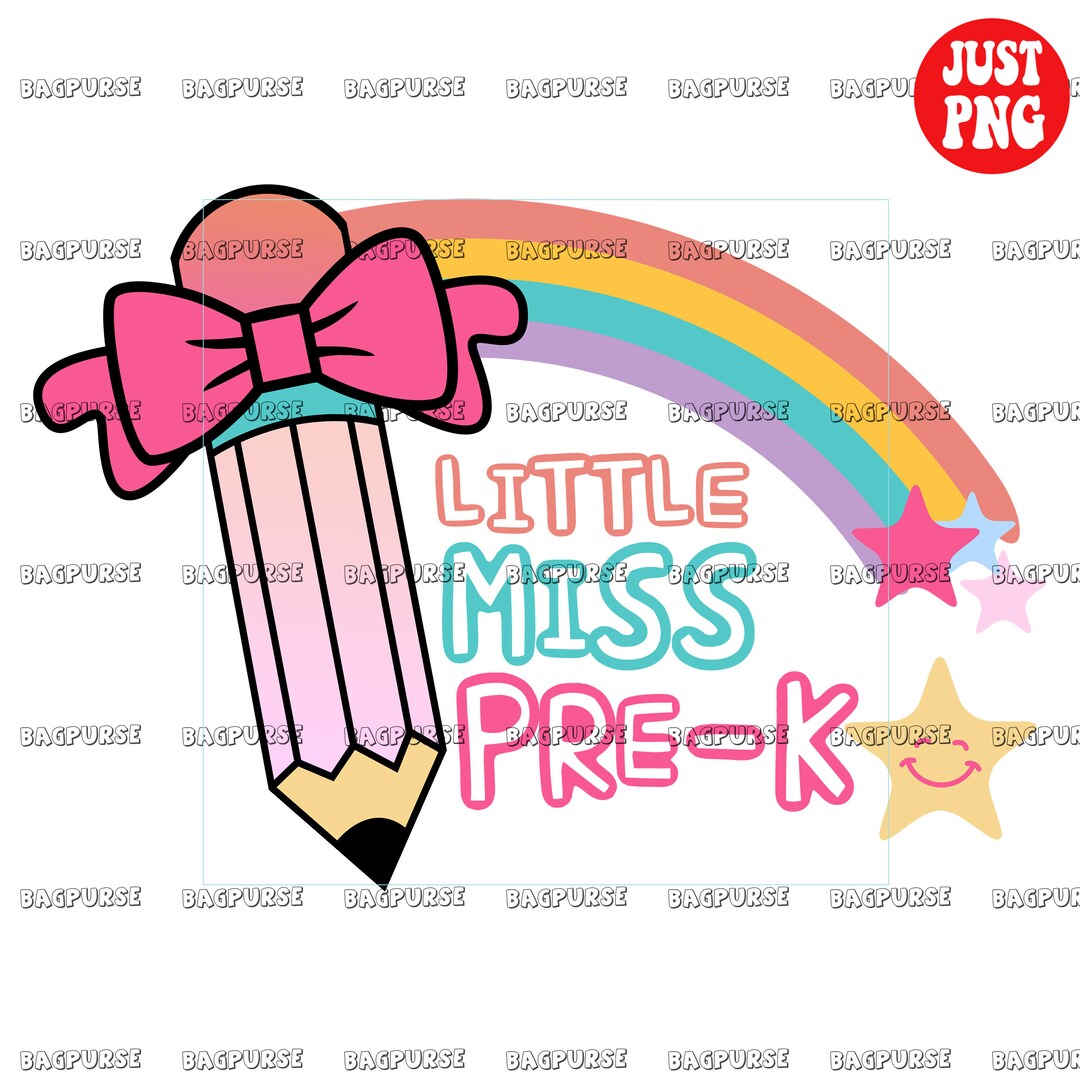 Little Miss Pre K PNG | Little Miss Pre-k Sublimation | Pencil Bow Tie ...