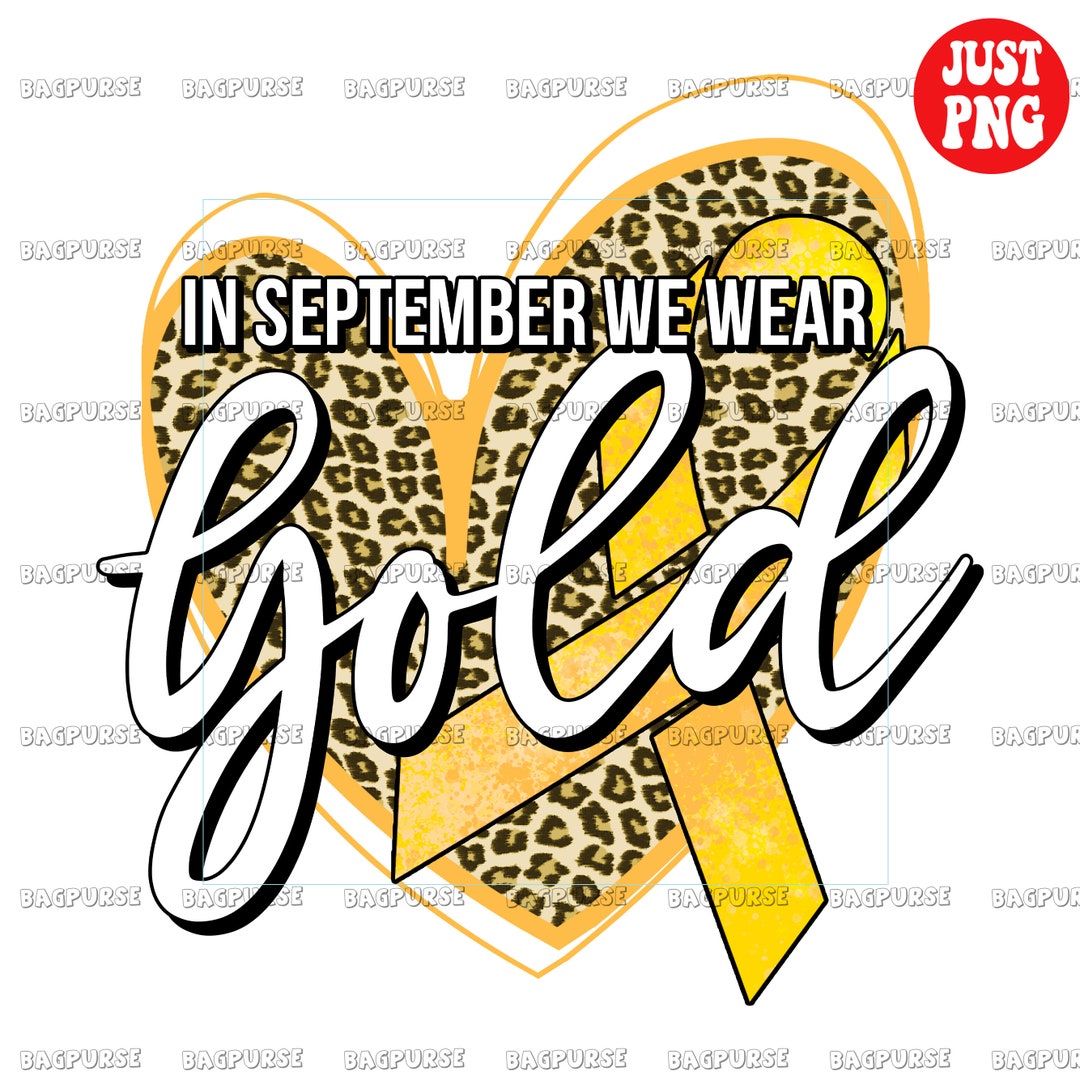 In September We Wear Gold, Childhood Cancer Awareness PNG, Gold Ribbon ...