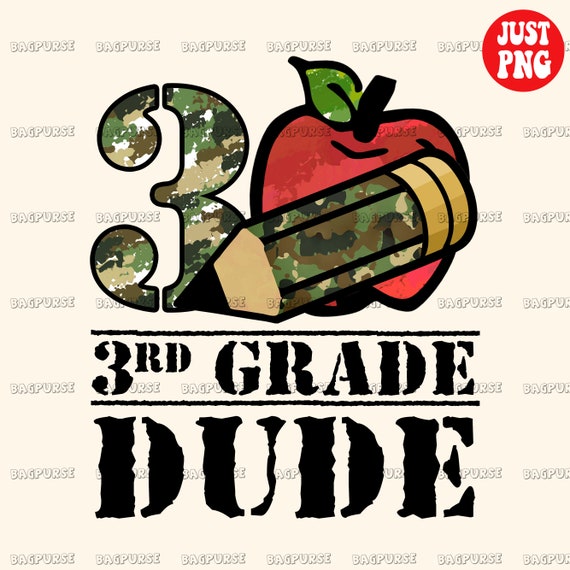 Third Grade Dude 3rd Grade Boy Back to School Pencil Camo - Etsy