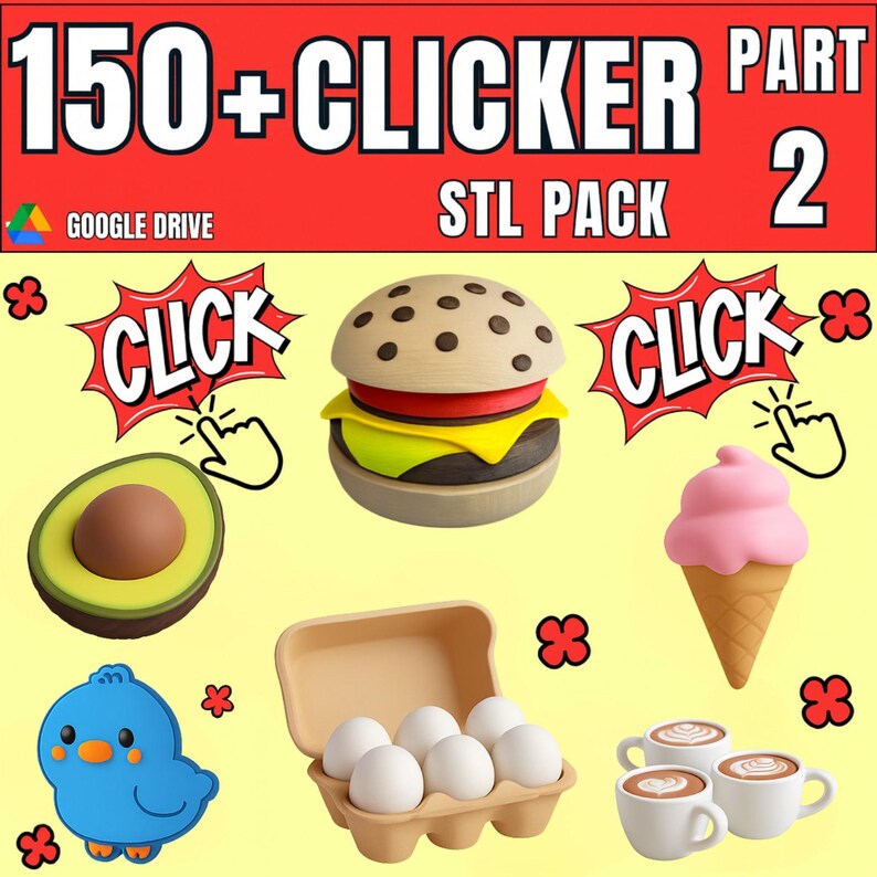 Kawaii Fidget Clicker STL Pack | 3D Print Toys, Keychains (digital ...