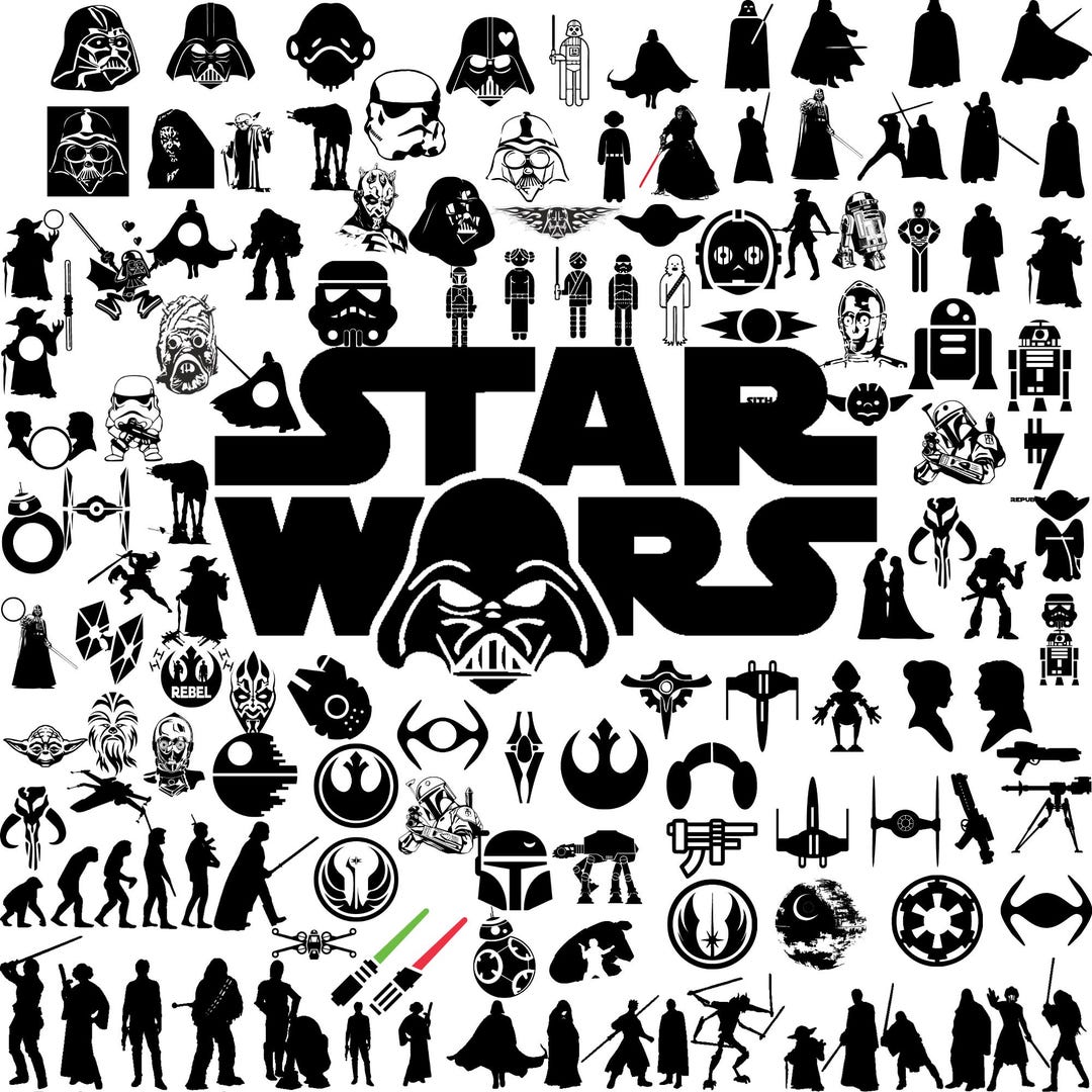 Pacote com mais de 600 arquivos SVG inspirados em Star Wars | Clipart ...