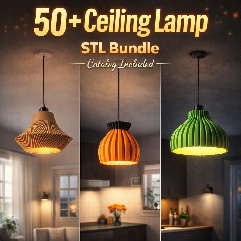 50+ Modern Ceiling Lamp STL Bundle | 3D Printable Lighting Designs ...