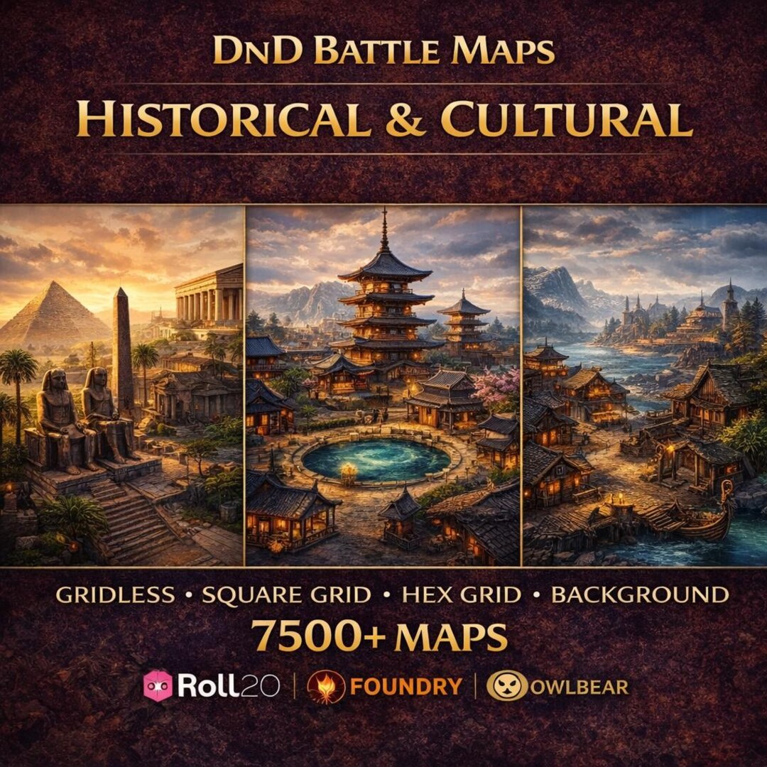 Historical Fantasy Battle Maps Pack 7500+ | Ancient & Cultural Worlds ...