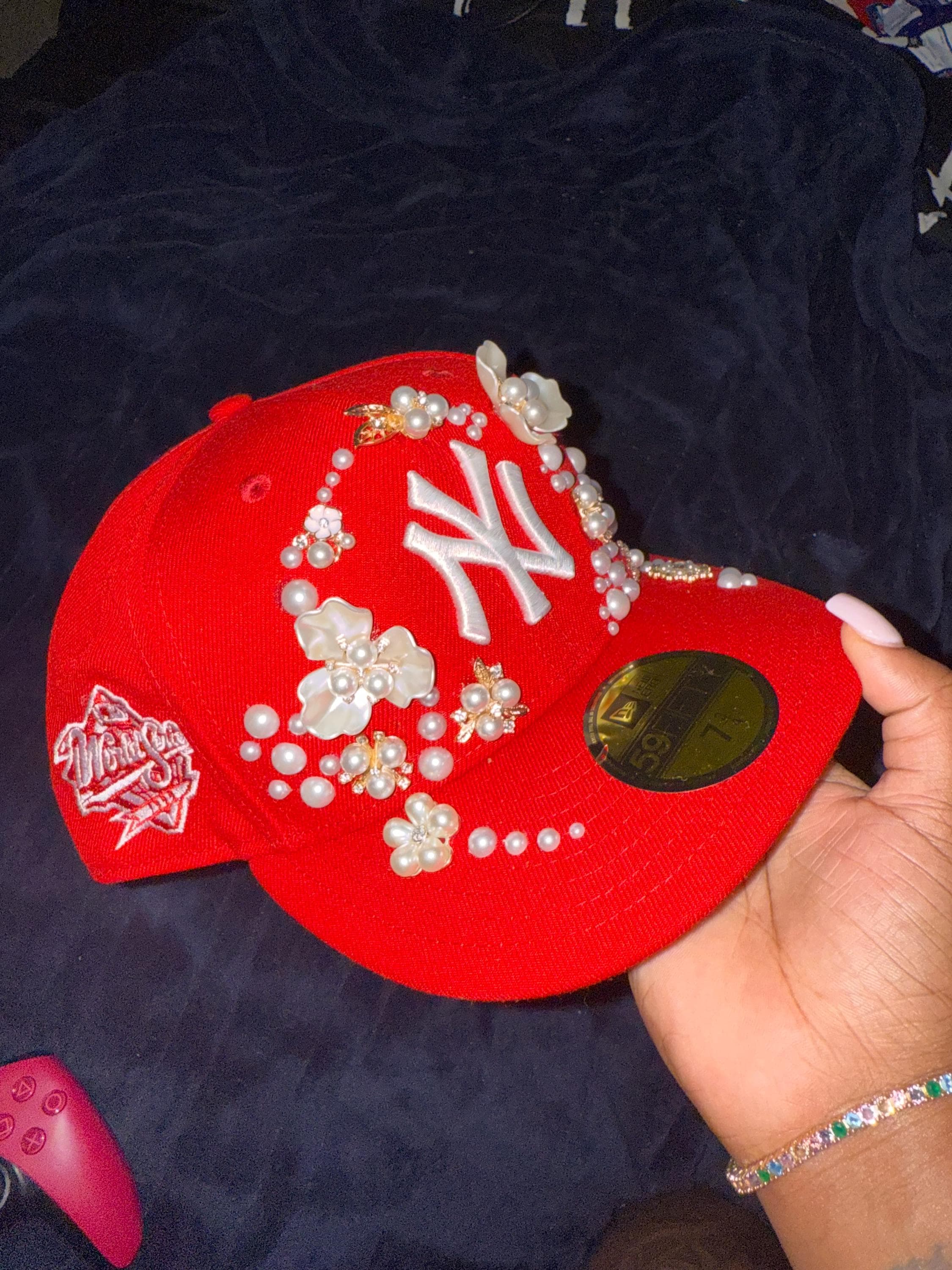 Custom Fitted Hats for Girlfriend – Hand-embellished With Pearls ...