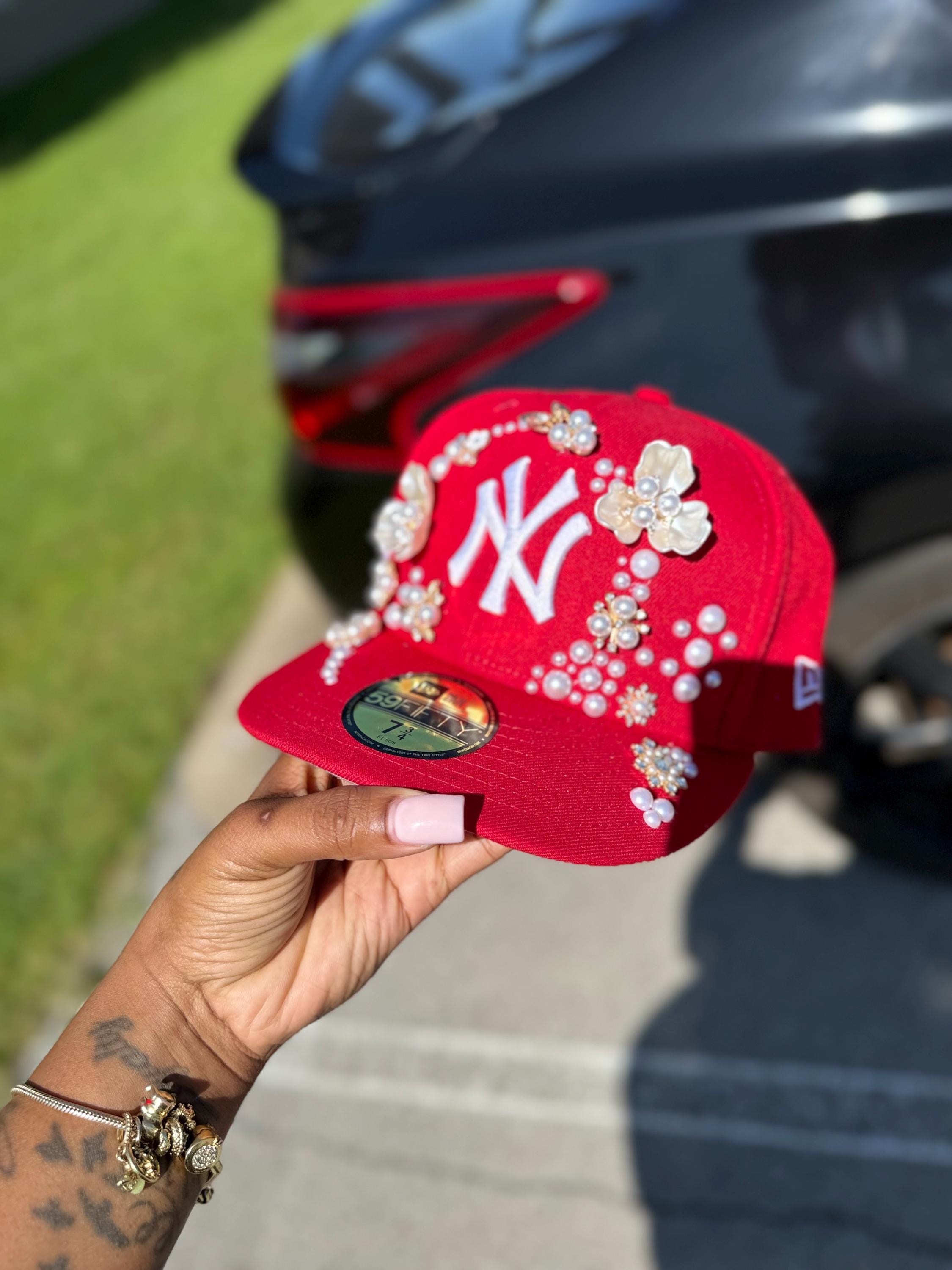 Custom Fitted Hats for Girlfriend – Hand-embellished With Pearls ...