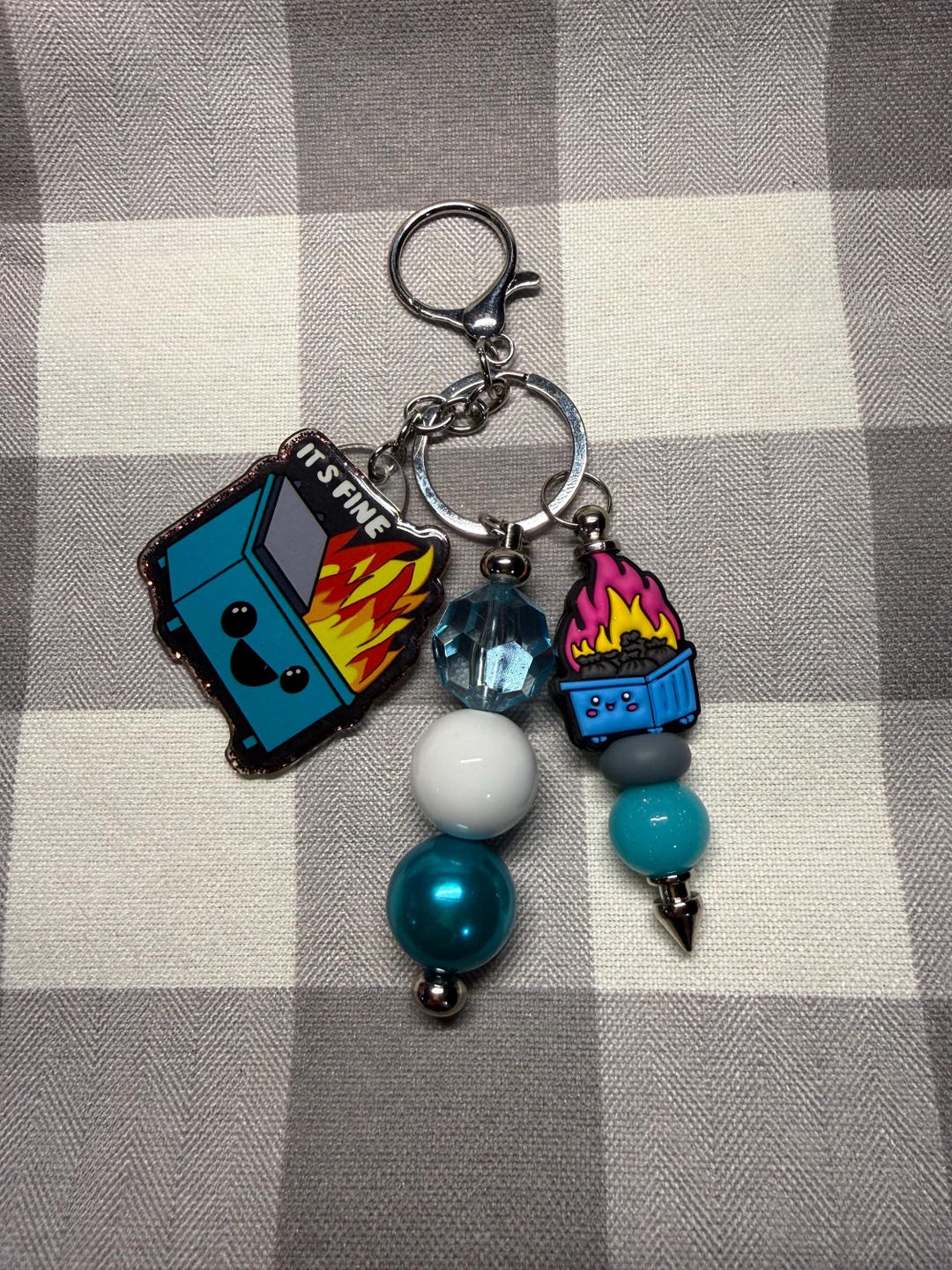 Dumpster Fire Beaded Keychain - Etsy