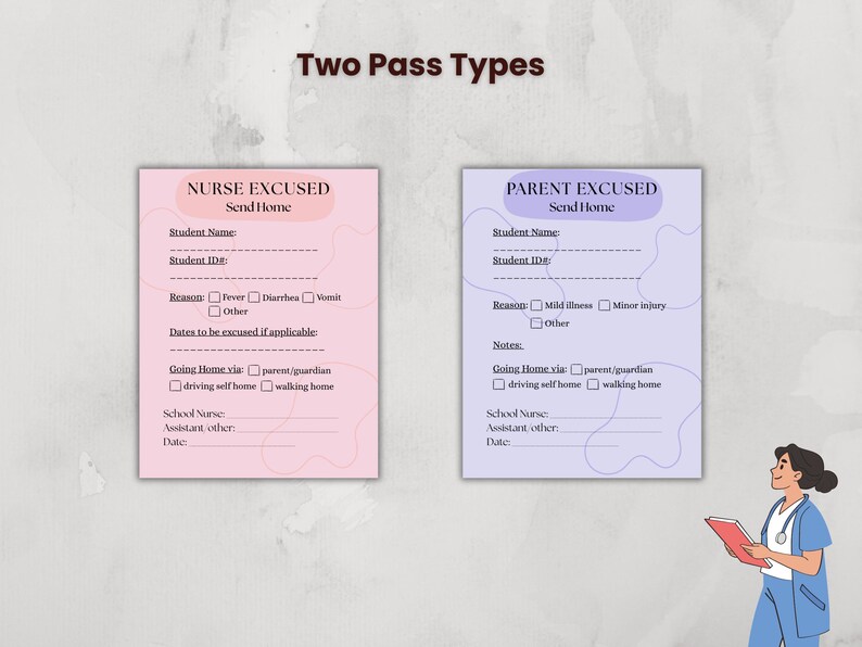 Printable School Nurse Pass Send Home Nurse Excuse Parent Note From ...