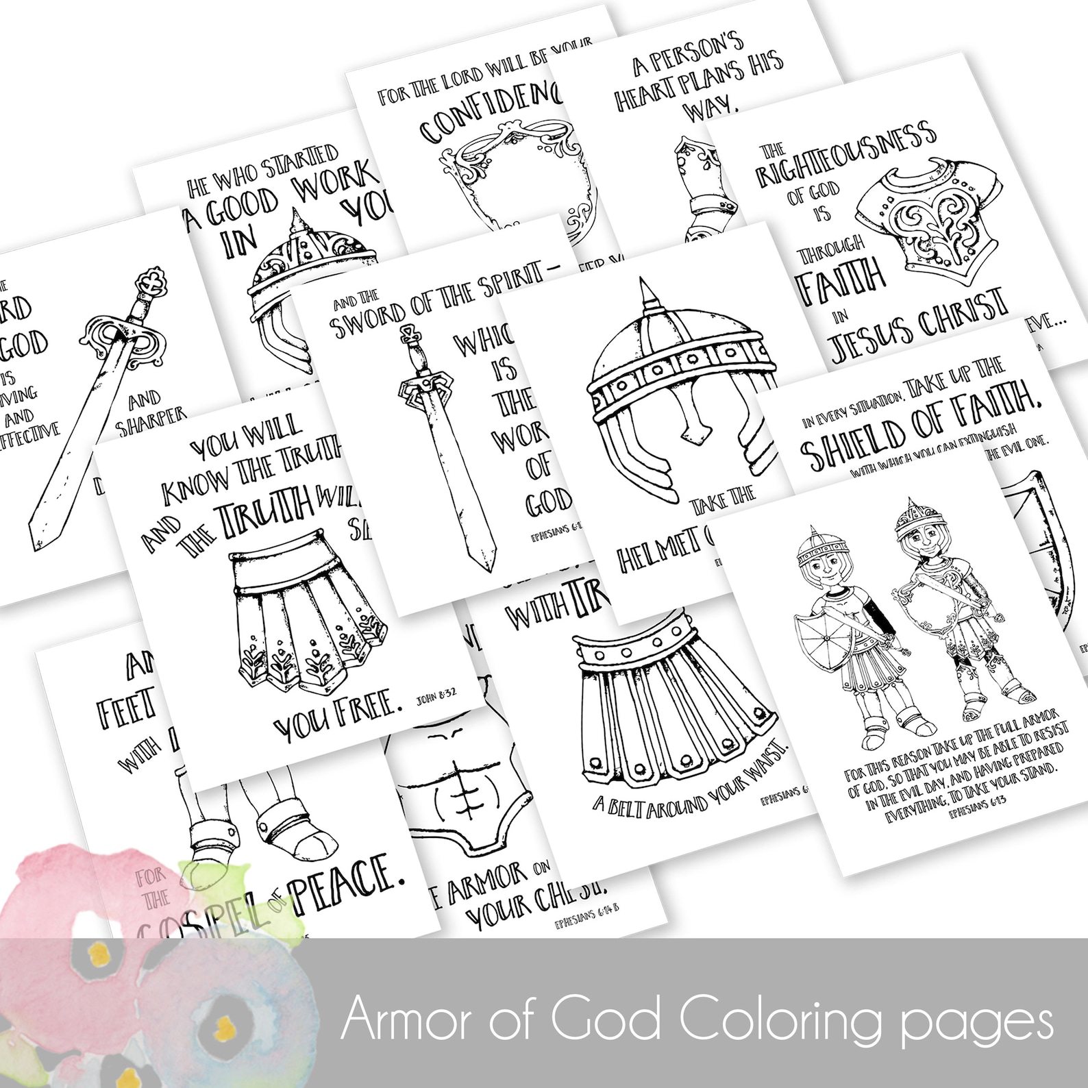 Armor of God Coloring Sheets PDF - Etsy