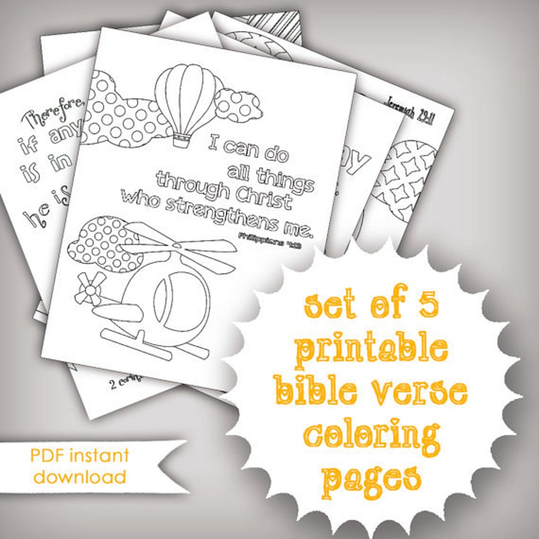 Set of 5 Bible Memory Verse Coloring Pages for Kids - Instant Download ...