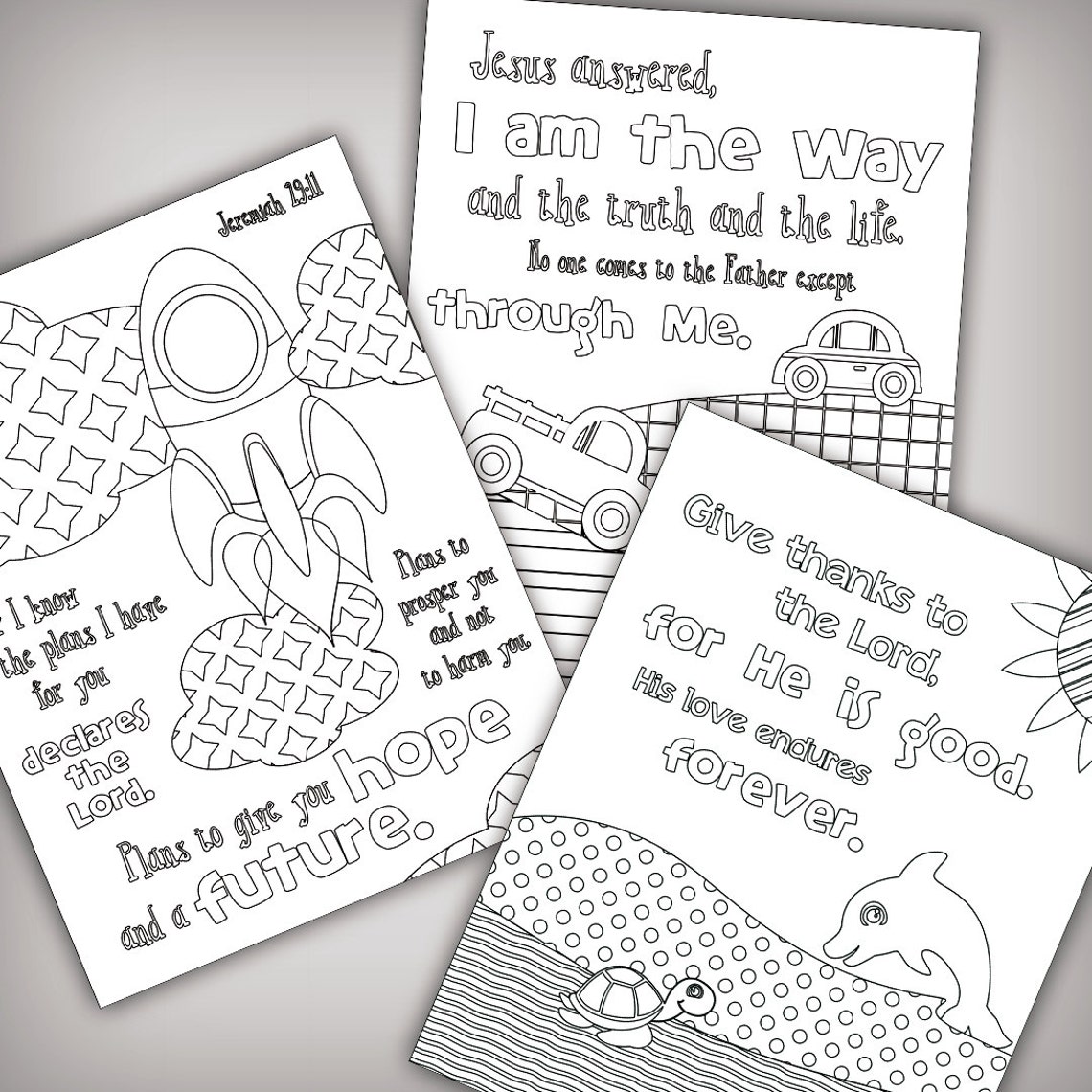 Set of 5 Bible Memory Verse Coloring Pages for Kids Instant - Etsy