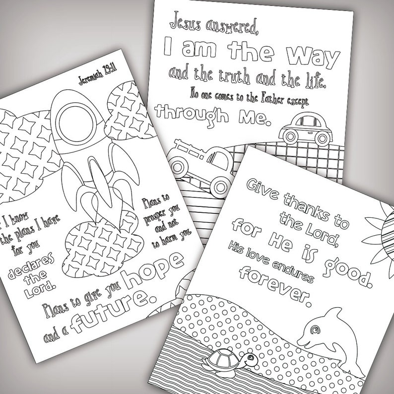 Set of 5 Bible Memory Verse Coloring Pages for Kids Instant - Etsy