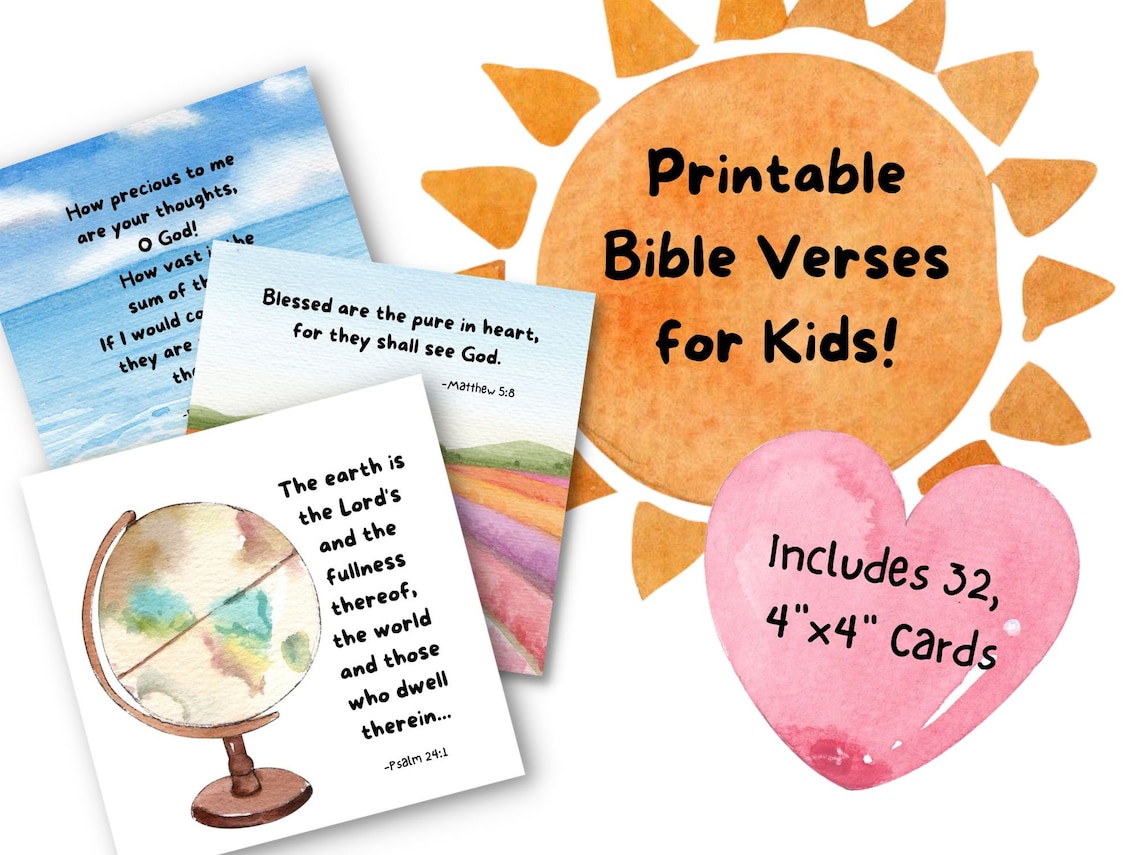 Printable Bible Verse Cards for Kids Scripture Cards for - Etsy
