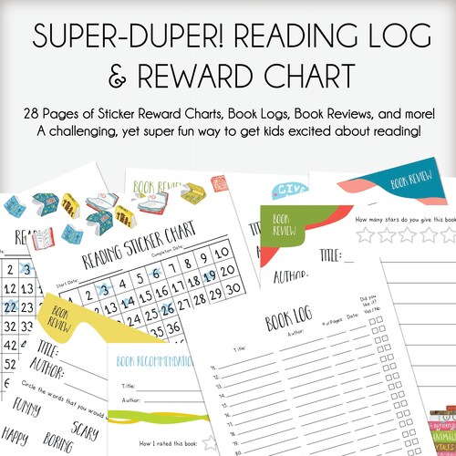Kids Reading Log Bundle INSTANT DOWNLOAD Kids Reading Chart - Etsy