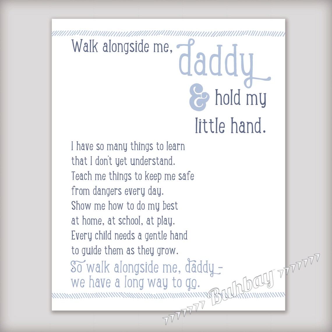 Father's Day Gift Walk Alongside Me Daddy Poem - Etsy