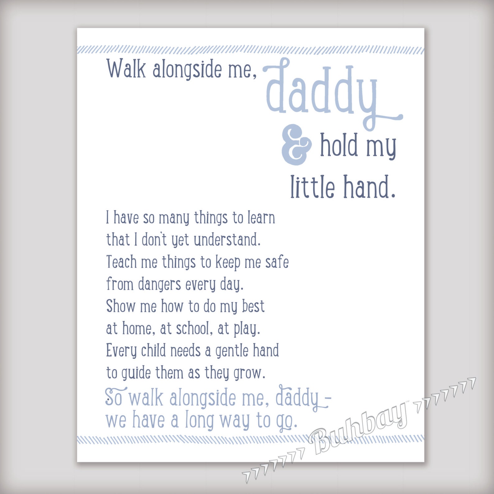 Father's Day Gift Walk Alongside Me Daddy Poem - Etsy
