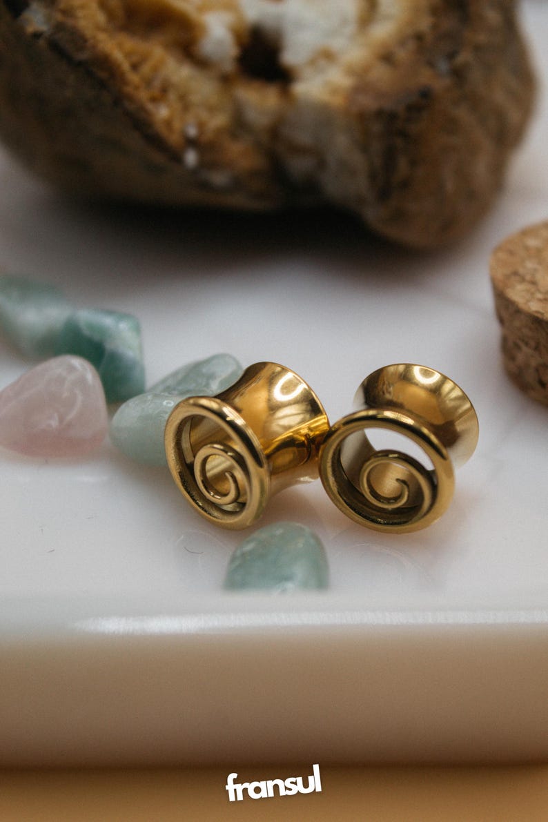 Double Flare Swirl Tunnels, Spiral Ear Plug Gauges in Stainless Steel ...