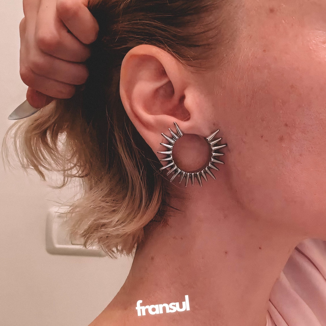 Spike Saddle Plug Earrings | Punk Style Expander Jewelry | Spiked ...
