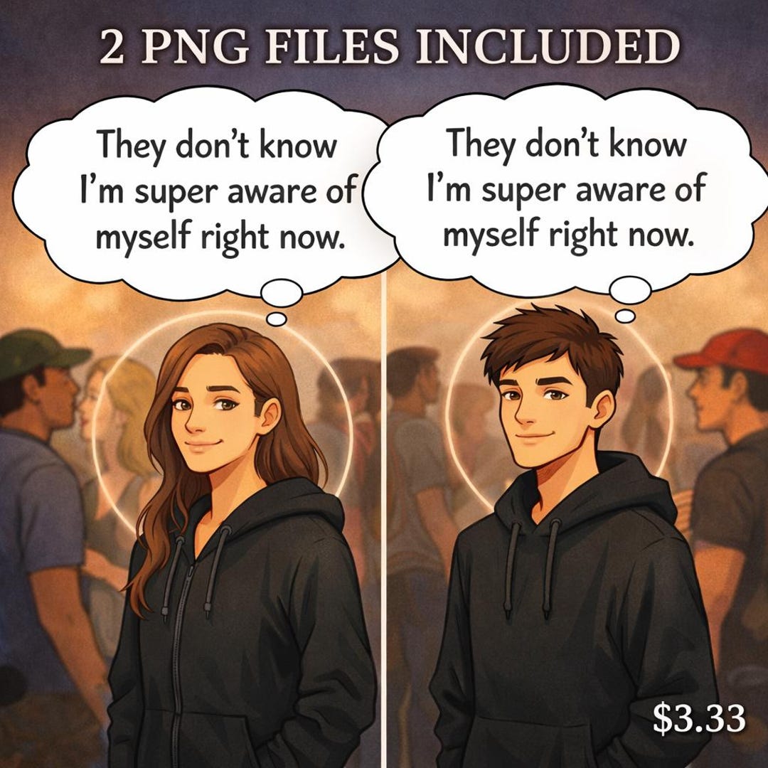 Self-aware Meme PNG Set | Introvert Humor Art | Social Anxiety Meme ...