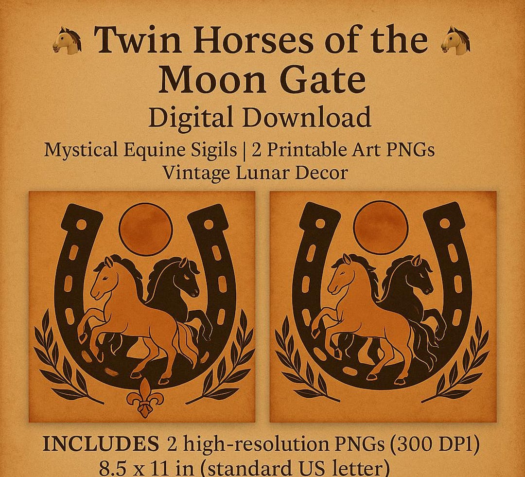 Mystical Equine Sigils | 2 Printable Art Pngs | Vintage Lunar Decor - Etsy