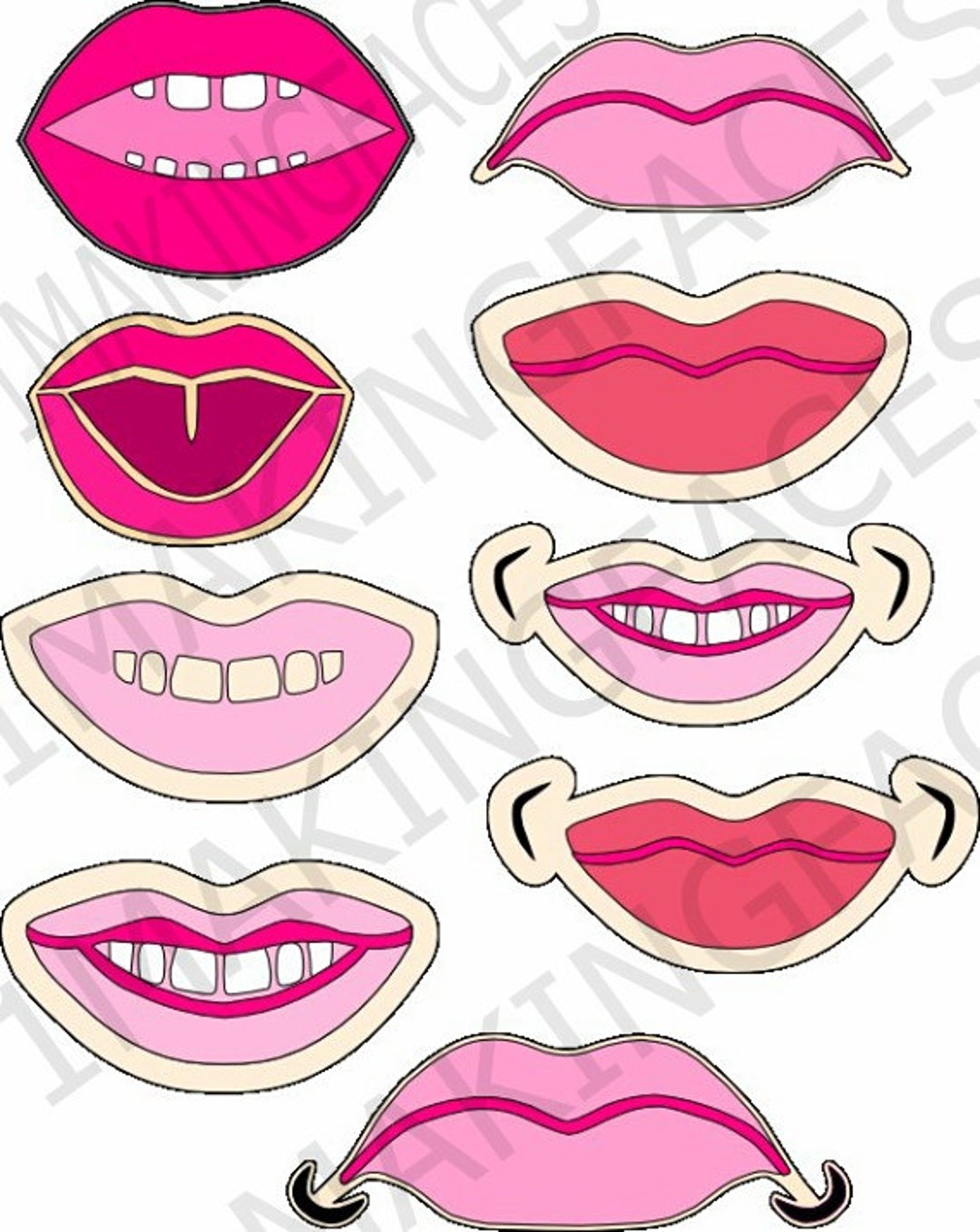 9 Different Mouth, Lips, Teeth Configurations to Choose From, SVG ...