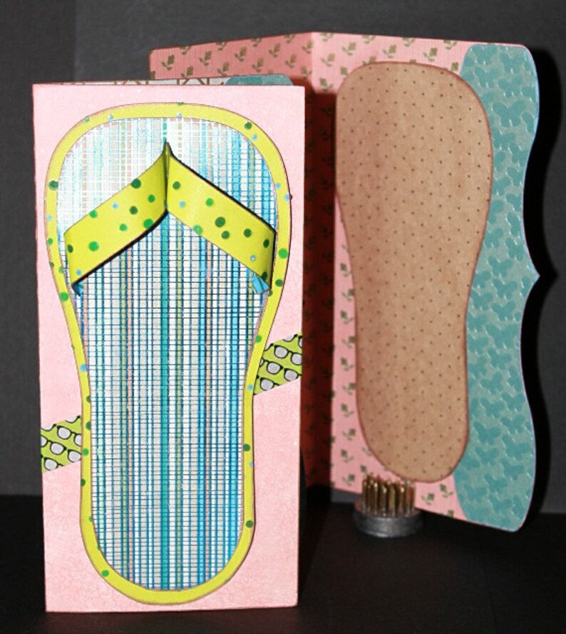 3D Flip Flop Box With Matching Card, SVG Cutting File Kit - Etsy