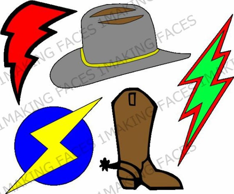 Cowboy Boot, Cowboy Hat, 3 Lightening Bolts, SVG Cutting File Kit - Etsy
