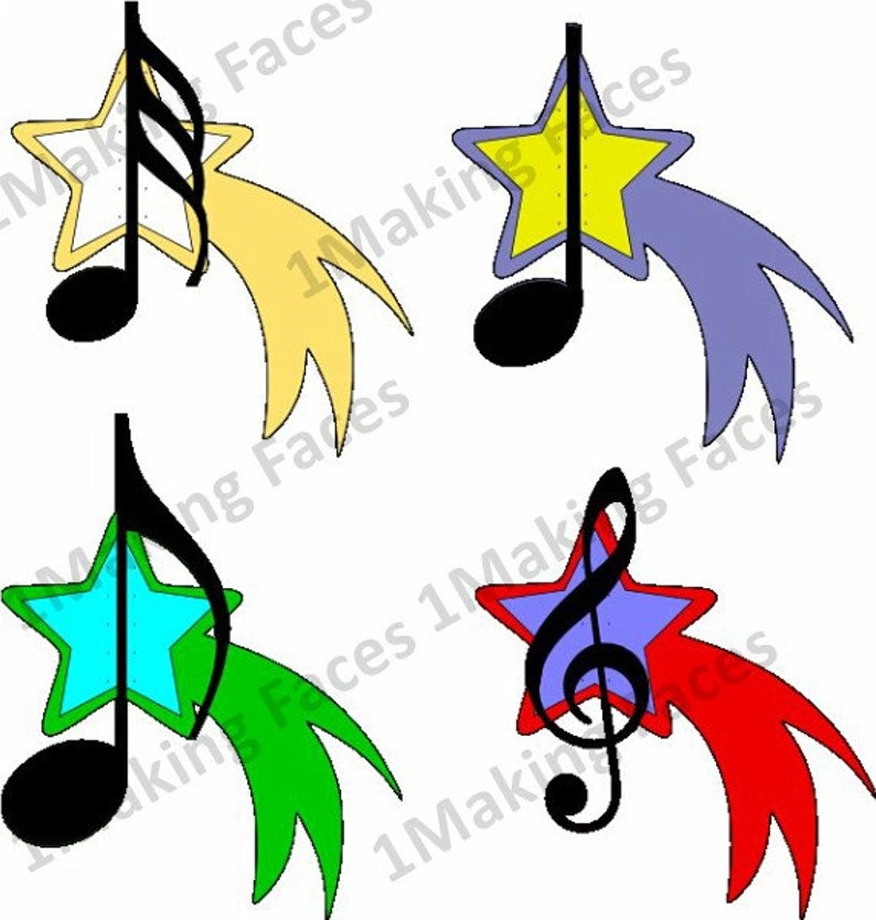 Shooting Star Musical Notes, SVG Cutting File Kit - Etsy