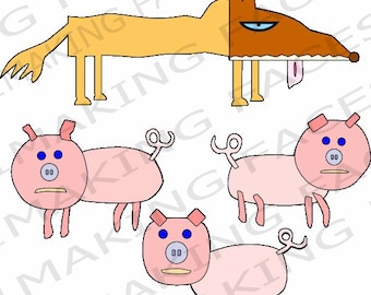 Paper Puppets Set Three Little Pigs Fairy Tale Printable - Etsy