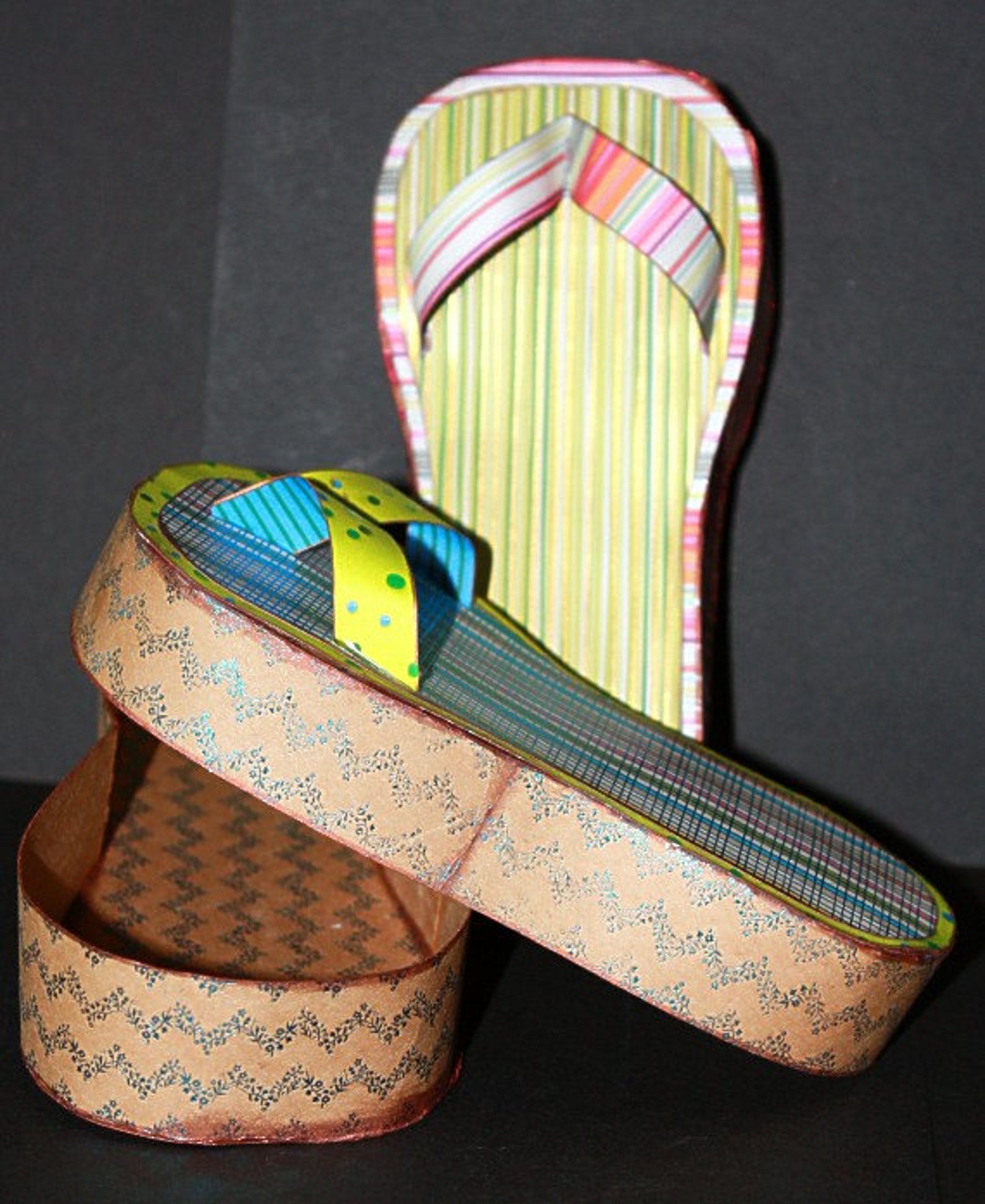 3D Flip Flop Box With Matching Card, SVG Cutting File Kit - Etsy