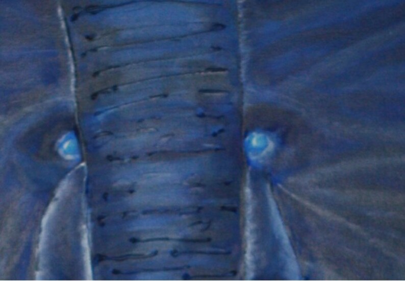 Painting, Acrylic, Multi-media, Big Blue Elephant in the Center of the ...